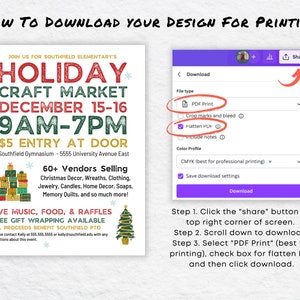 Editable Holiday Market Flyer, Christmas Craft Fair Canva Template - Etsy
