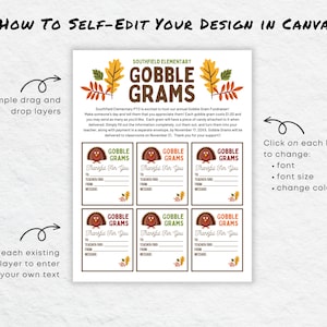 Editable Gobble Grams Fundraiser Canva Template, Turkey Candy Grams ...