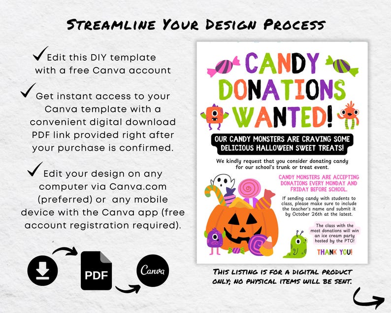 Editable Candy Donation Flyer Template: Trunk or Treat (canva, Digital ...