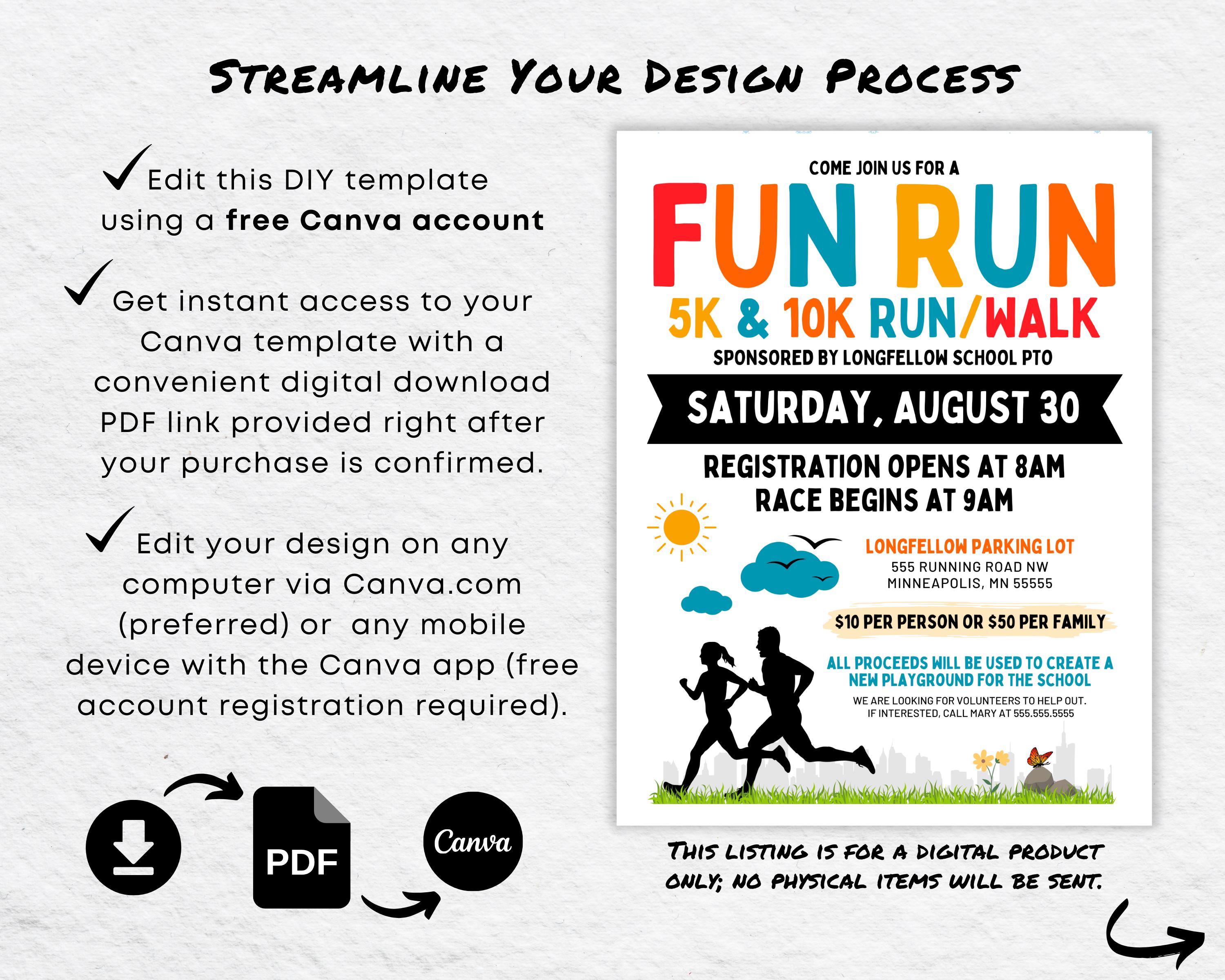 Editable Fun Run Flyer Template: Race Event Poster (canva Download) - Etsy