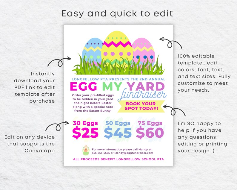 Editable Egg My Yard Flyer Printable Easter Fundraiser Flyer - Etsy UK