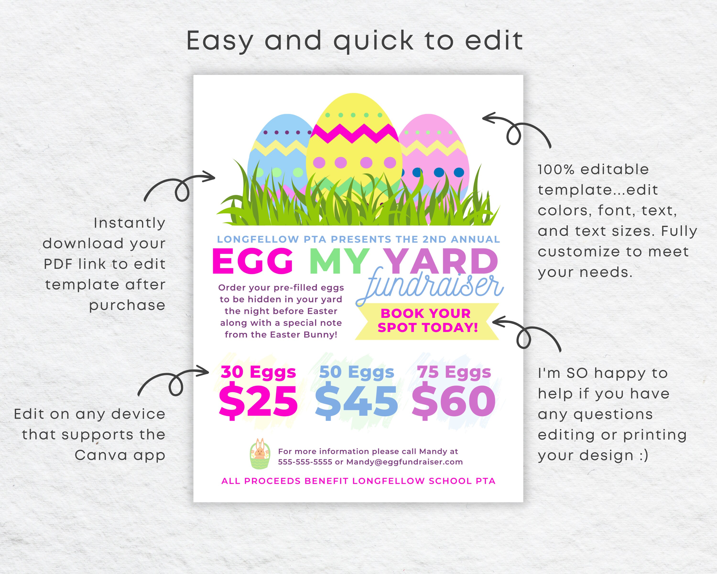 Editable Egg My Yard Flyer Printable Easter Fundraiser Flyer - Etsy UK