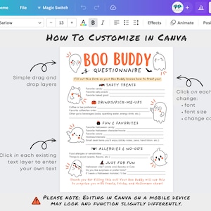 Halloween Boo Buddy Questionnaire PDF | Editable Gift Exchange Survey ...