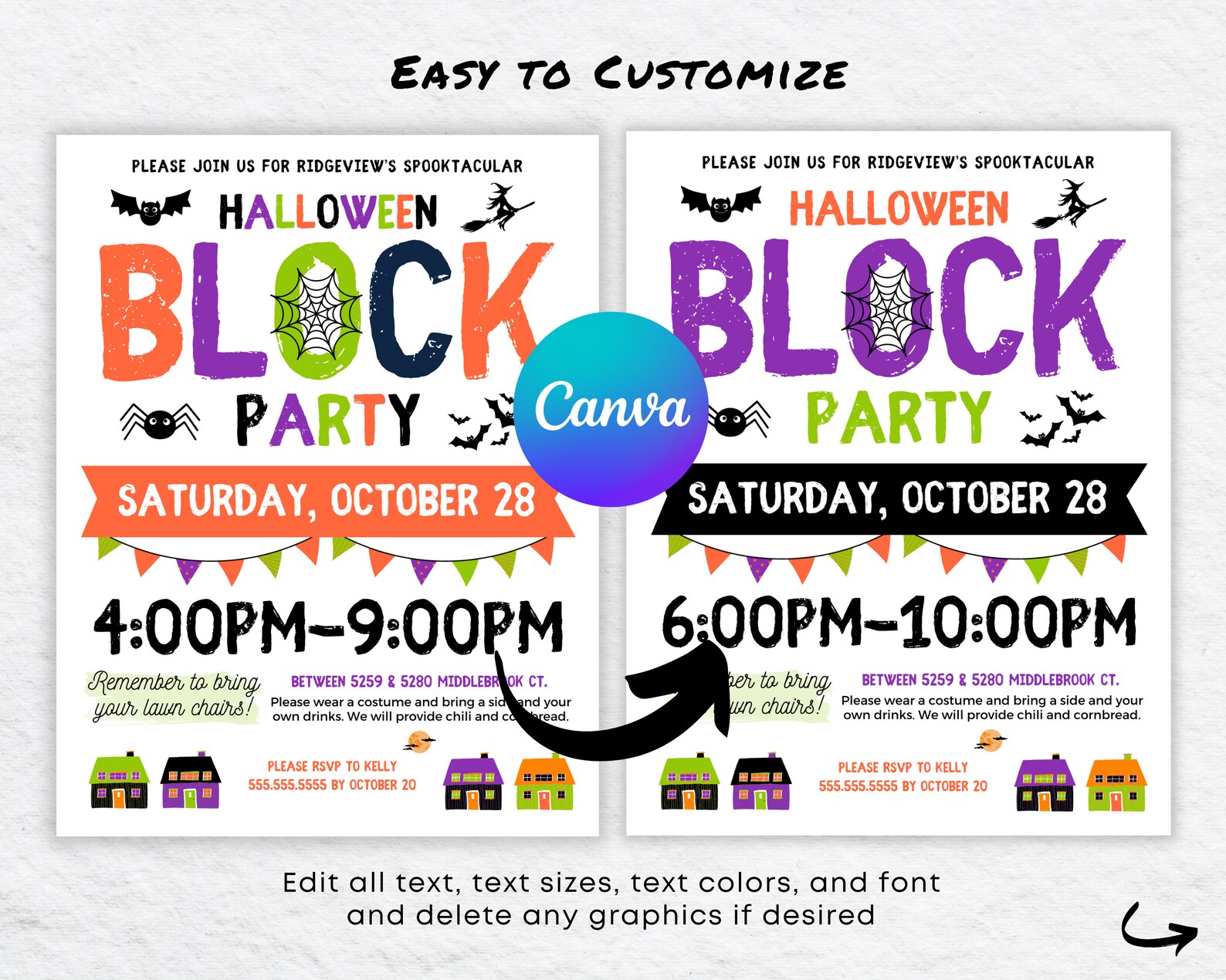 Editable Halloween Block Party Flyer Template | Neighborhood Trick-or ...