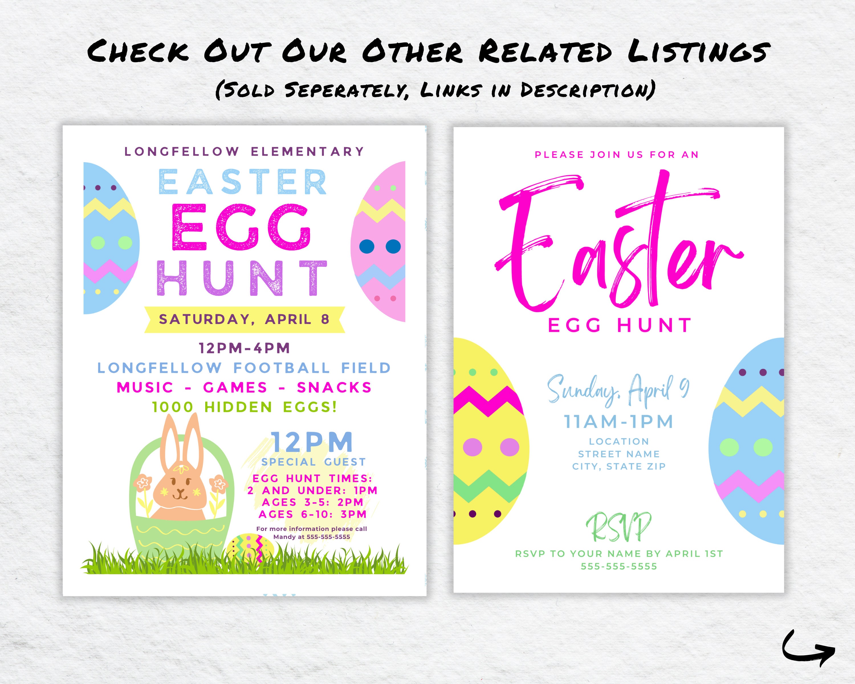 Editable Easter Eggstravaganza Flyer Printable, Egg Hunt Party Invite ...