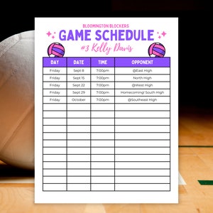 Editable Volleyball Schedule - Sports Practice & Game Calendar (canva ...