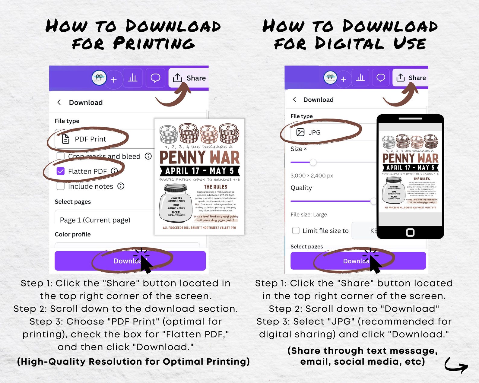 Penny War Flyer Editable Template, Coin Drive Fundraiser, Canva ...