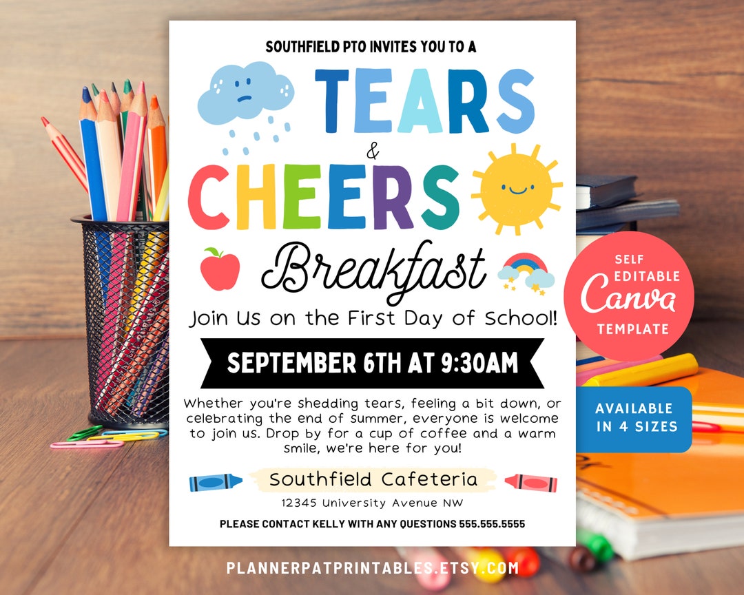Editable Cheers and Tears Breakfast Flyer Template, Boo Hoo Breakfast ...