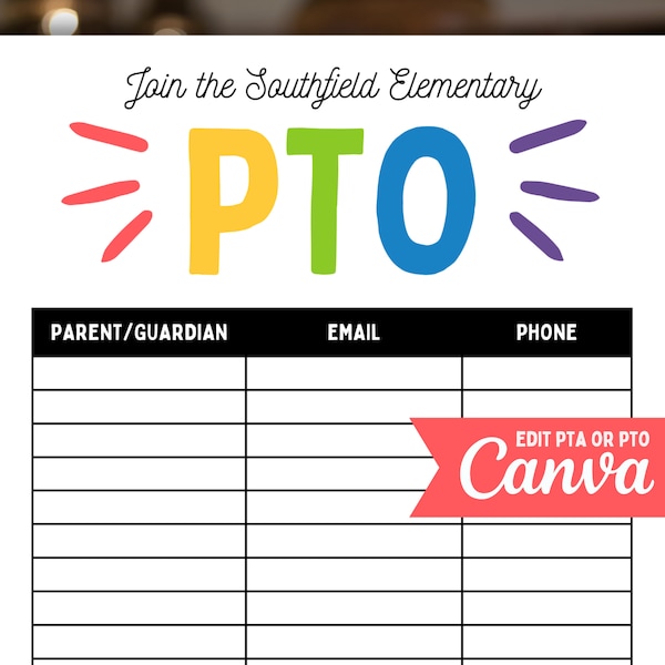 Pto Sign up Sheet - Etsy