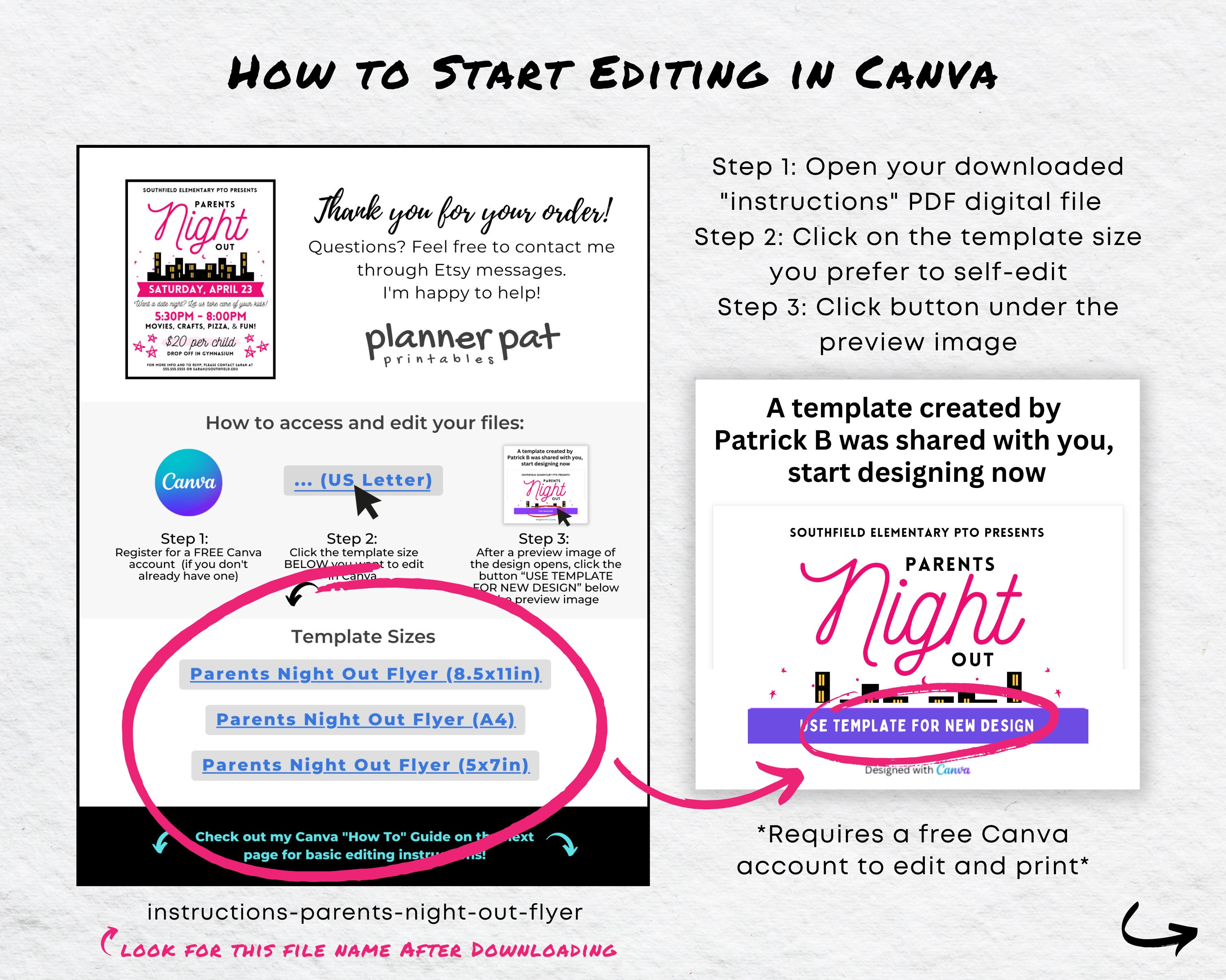 Editable Parents Night Out Flyer Template: Canva School Fundraiser ...