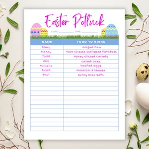 Editable Easter Potluck Sign up Sheet for Office Potluck Party, Canva ...