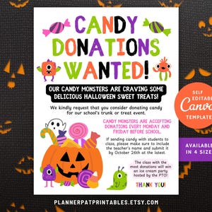 Editable Candy Donation Flyer Template: Trunk or Treat (canva, Digital ...