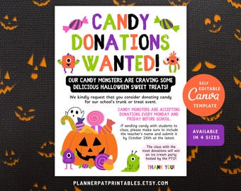 Editable Candy Donation Flyer Template, Trunk or Treat Halloween Event ...