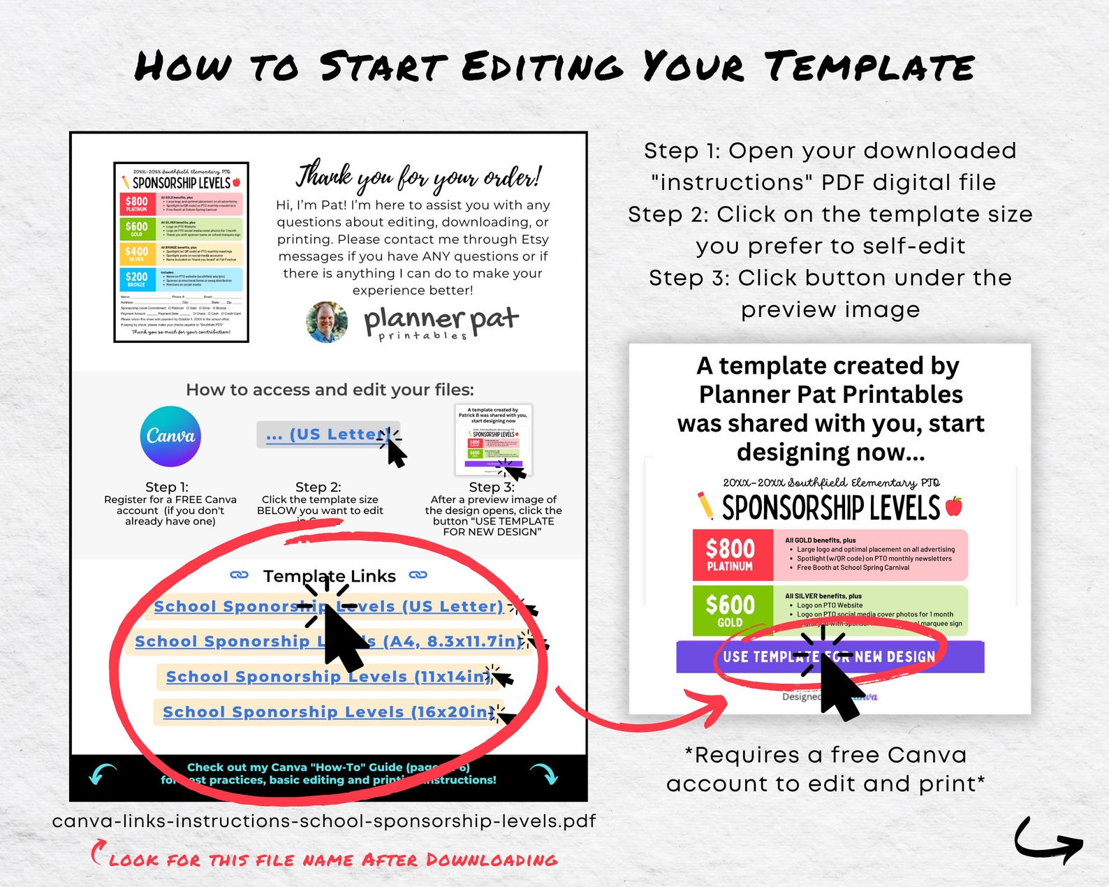 Editable School Sponsorship Levels Flyer: PTA PTO Sponsor Form (canva ...