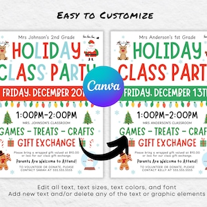 Editable Christmas Class Party Invite, Elementary School Party Flyer ...