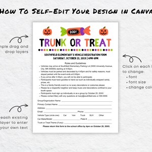 Editable Trunk or Treat Car Registration Template, Vehicle Sign up Form ...