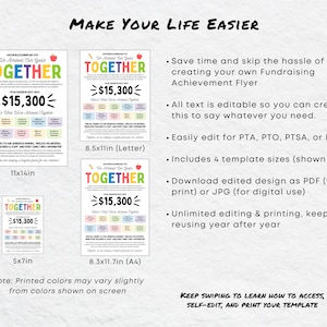 Editable PTA PTO Fundraising Flyer Template: Fundraiser Summary (canva ...