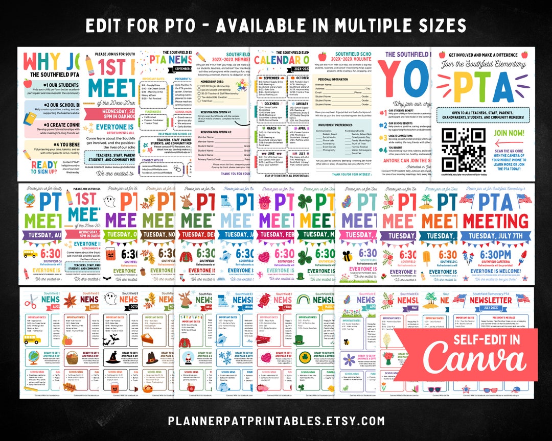 PTO PTA Flyer Templates Bundle: Editable School Recruitment, Membership ...