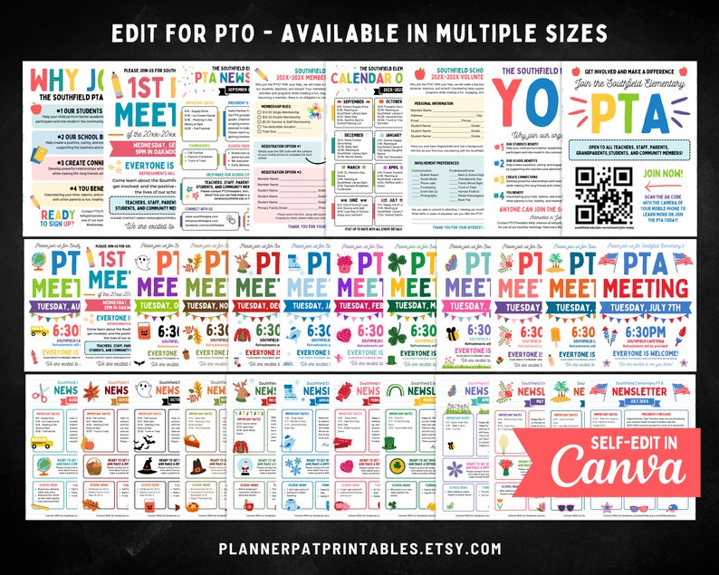 PTO PTA Flyer Templates Bundle: Editable School Recruitment, Membership ...