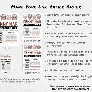 Penny War Flyer Editable Template, Coin Drive Fundraiser, Canva ...