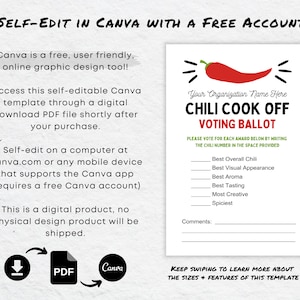 Editable Chili Ballot Template, Cook off Judging Sheet (canva, Digital ...