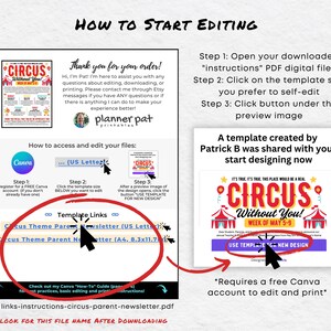 Editable Circus Theme Parent Newsletter Schedule Flyer, Teacher & Staff ...