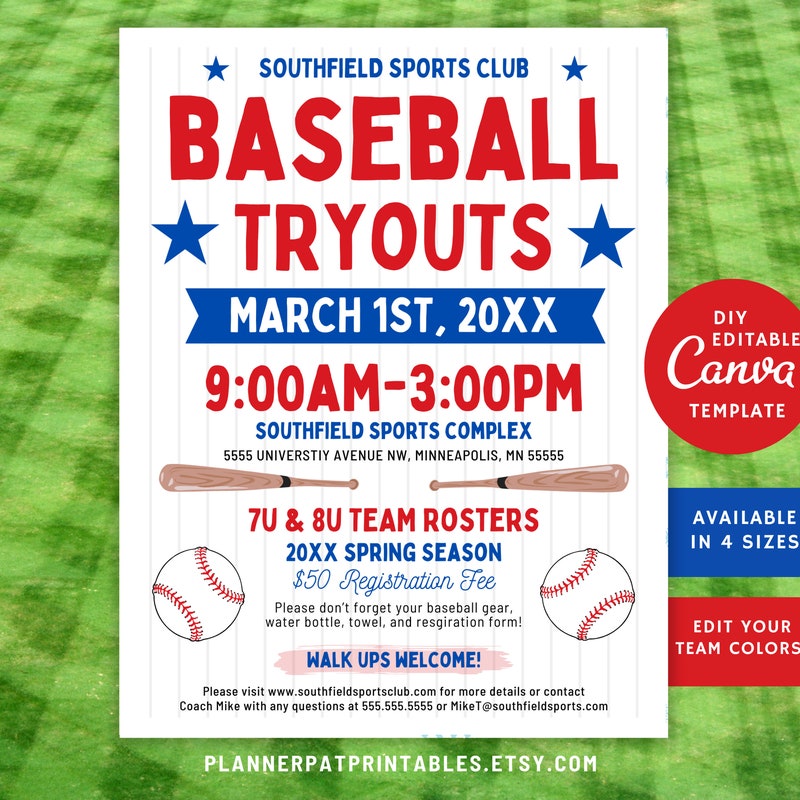 Baseball Tryout Template - Etsy