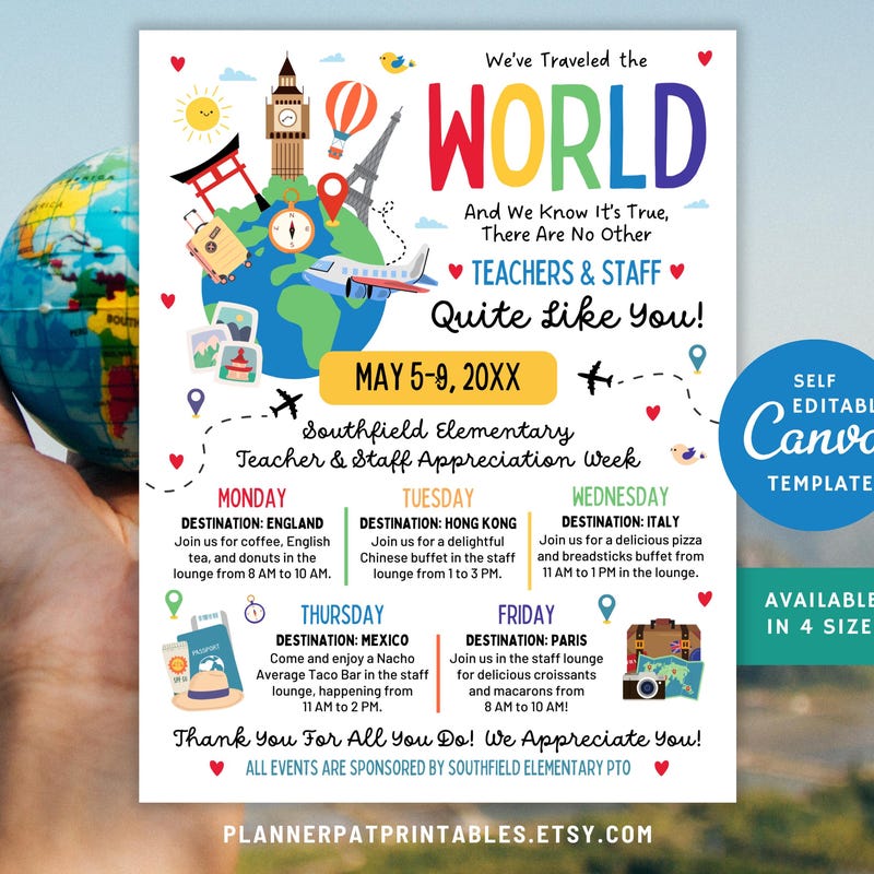 Around the World Teacher Appreciation Theme - Etsy