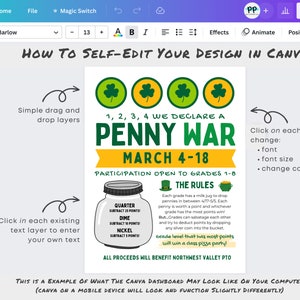 Editable St. Patricks Penny War Flyer Template, Coin Drive Fundraiser ...