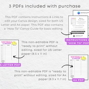 Editable Softball Line up Roster and Batting Order DIY Canva Template ...