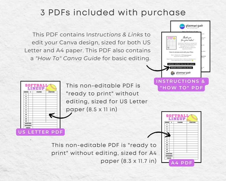 Editable Softball Line up Roster and Batting Order DIY Canva - Etsy