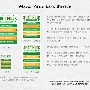 Editable St Patricks Spirit Week Flyer Canva Template, School Spirit ...