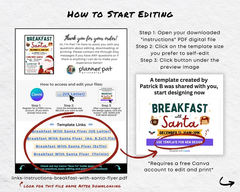 Christmas Breakfast With Santa Flyer: Editable Invitation (canva ...