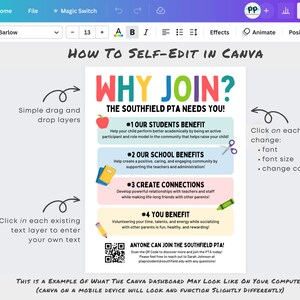 Editable PTA PTO Flyer Template: Why Join Volunteer Recruitment Poster ...
