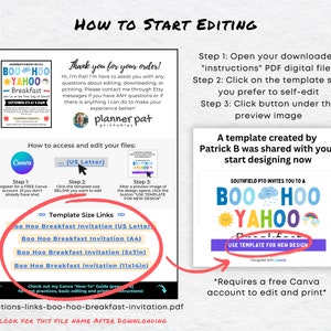 Editable Boo Hoo Yahoo Invitation, School Breakfast Social Flyer ...