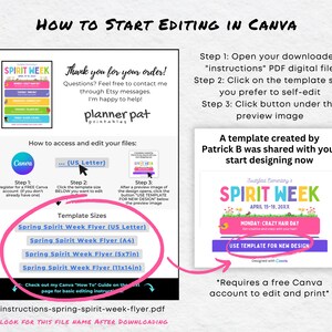 Editable Spring Spirit Week Flyer Canva Template, School Spirit ...