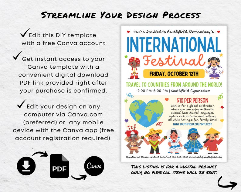 International School Festival Flyer: Multicultural Fair Invitation ...