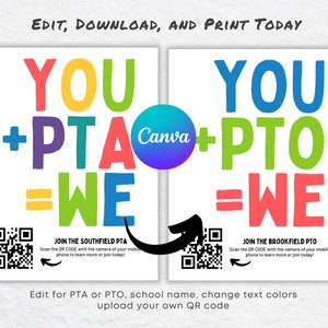 Editable Join the PTA Poster W/qr Code Canva Template, Recruitment ...
