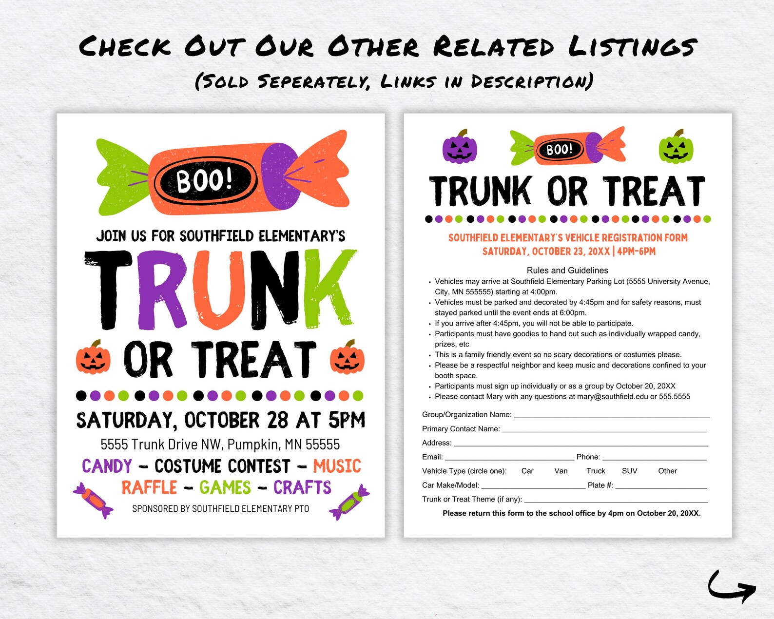 Editable Candy Donation Flyer Template: Trunk or Treat (canva, Digital ...