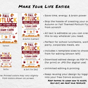 Fall Potluck Flyer Template, Editable Printable (canva) - Etsy Canada