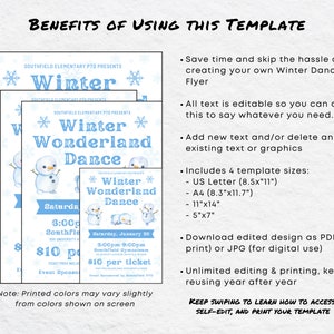 Editable Winter Dance Flyer Template, School Dance Party Invitation ...