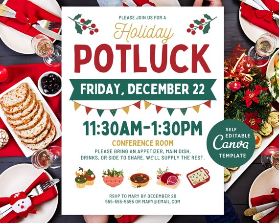 Holiday Office Party Potluck Templates Holiday Company Dinner Party