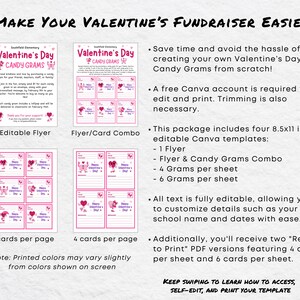 Editable Valentines Day Candy Grams | Fundraiser Printable Canva ...