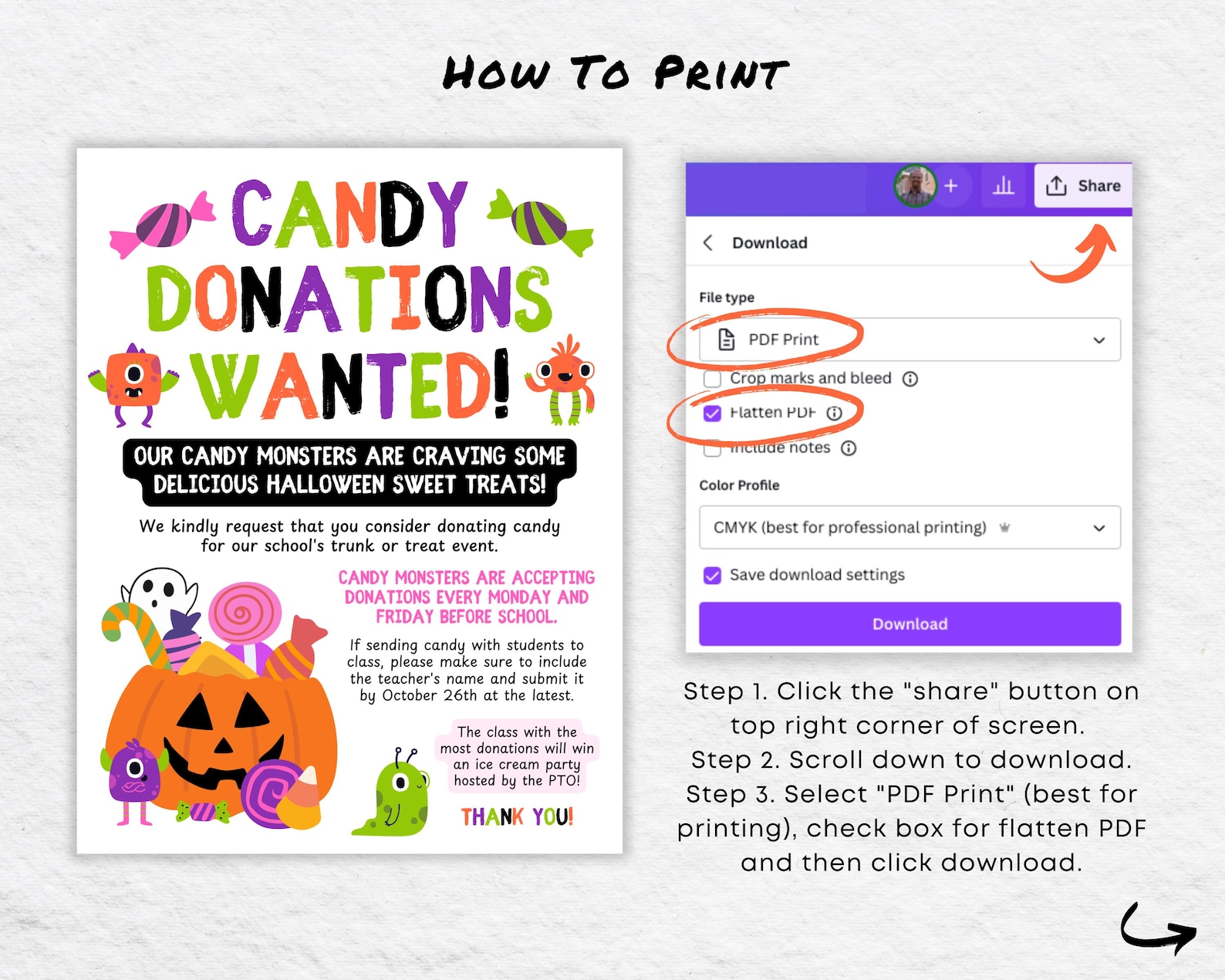 Editable Candy Donation Flyer Template: Trunk or Treat (canva, Digital ...
