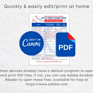 Editable Baseball Hit-a-thon Fundraiser Pledge Sheet Canva Template ...