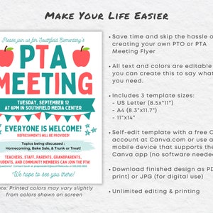 PTA Meeting Sign Editable Canva Template, Edit for PTO - Etsy