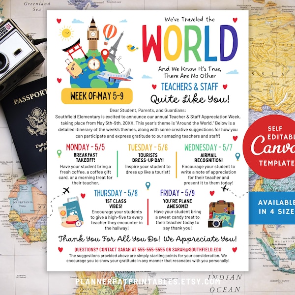 Around the World Teacher Appreciation - Etsy
