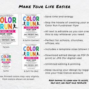 Editable Color Run Flyer Printable, Colorful 5k 10k Run Walk Invitation ...