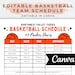 Editable Basketball Schedule Template, Practice Calendar, Canva - Etsy