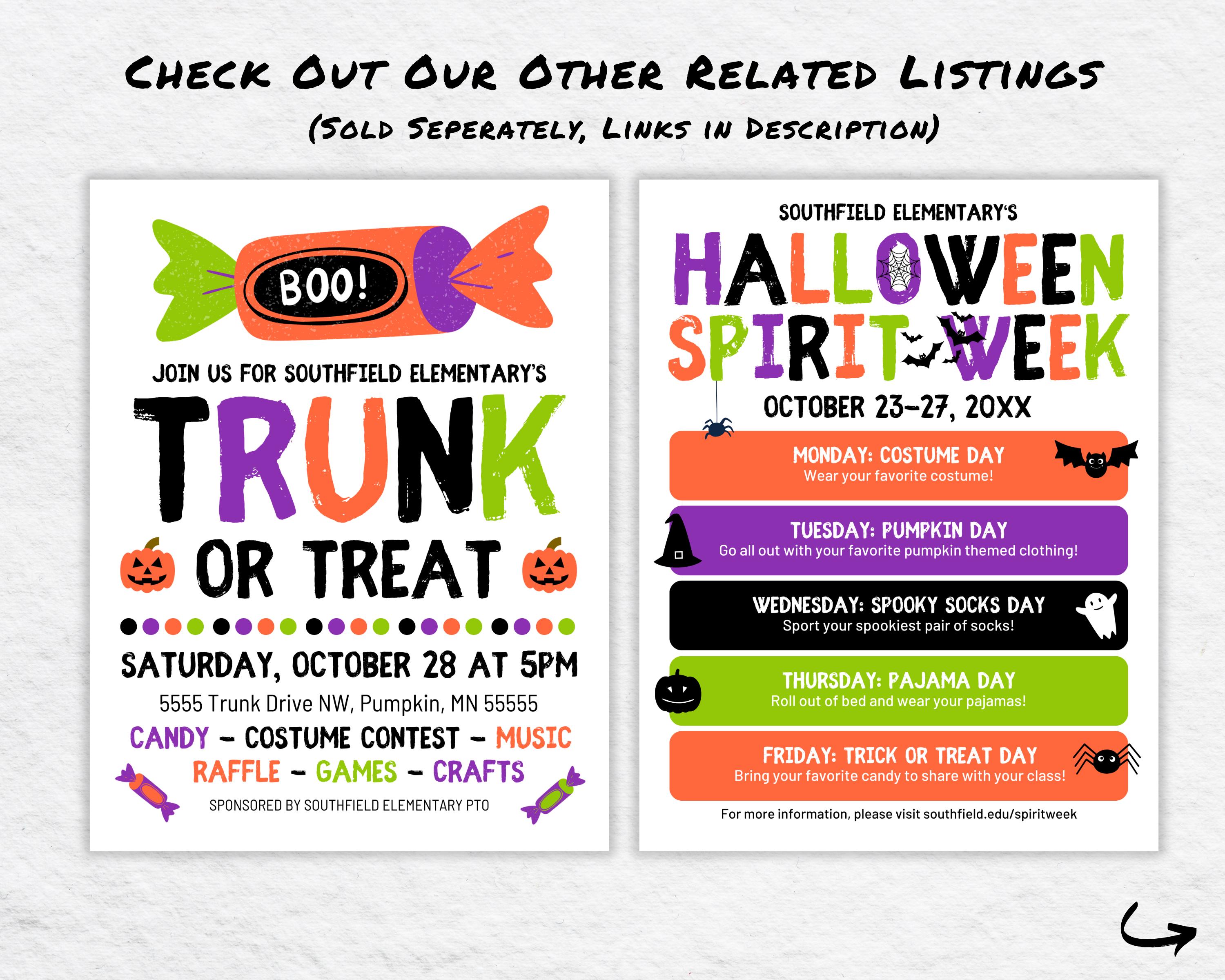 Editable Halloween Volunteers Needed Flyer Canva Template, Trunk of ...